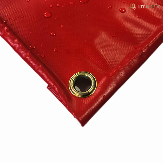 Red Abrasion Resistant PVC Mesh Fabric Coated Tarp For Water Storage ...