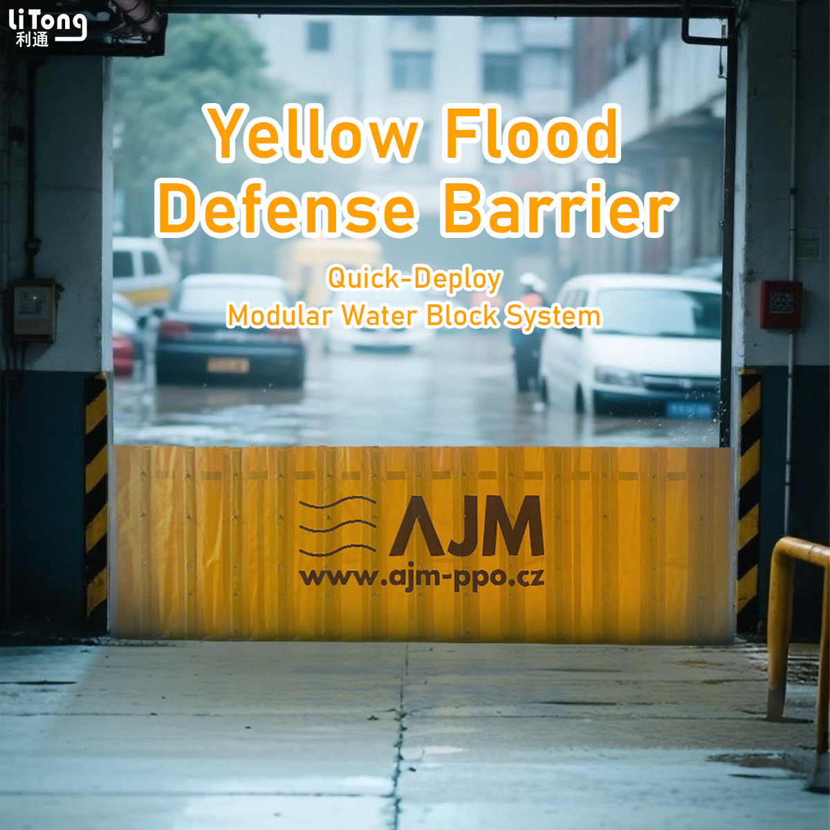 Yellow Flood Defense Barrier｜Quick-Deploy Modular Water Block System ...