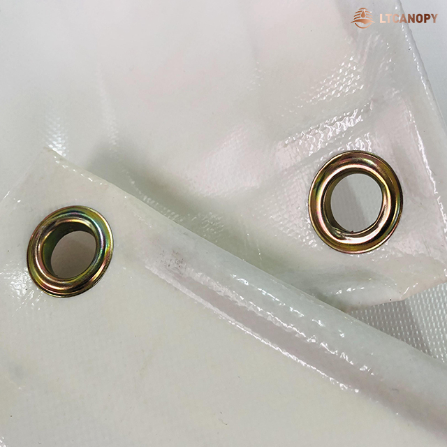 White Anti-Aging PVC Fabric Coated Tarp For Membrane Structure Mesh ...